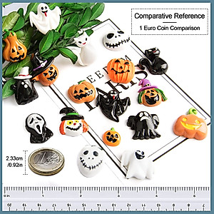 50PCS Halloween Slime Charms Kalolary Halloween Resin Flatback Charms Pumpkin Ghost Spider Skull Embellishments Ornaments Kawaii Halloween Buttons Miniatures for Craft Scrapbook Phone Case DIY Making