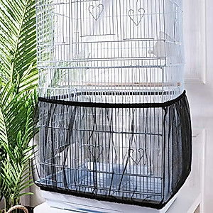 UEETEK Bird Cage Skirt Mesh Bird Seed Catcher Net Cage Cover Size M (Black)