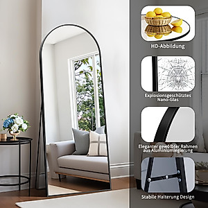 KOCUUY Arched Full Length Mirror, 64”x21” Full Body Floor Length Black Standing Mirror Full Length, Arched Floor Mirror Living Room, Wall Mirror Hanging Standing Or Leaning Body Mirror Bedroom