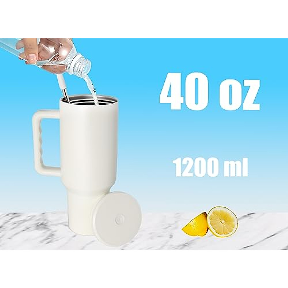 YOUEXPERT 40 oz Tumbler with Handle and Straw Lid，100% leak proof Stainless Steel Tumbler with Lid and Straw Travel Tumblers, Car Mug Outdoor Sports Travel Cup Gift 40oz Tumblers - black