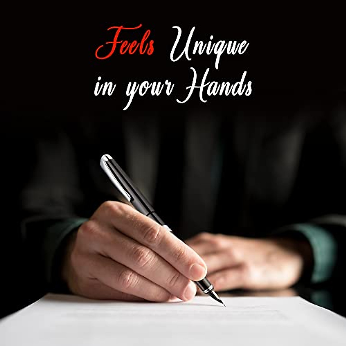 ZenZoi Black Fountain Pen Fine Nib - Beautiful Luxury Pen For Men Or Women With German Schmidt Nib, Converter, 2 Ink Refills (Blue & Black) & Pen Gift Box. Nice, Executive Pens For Smooth Writing