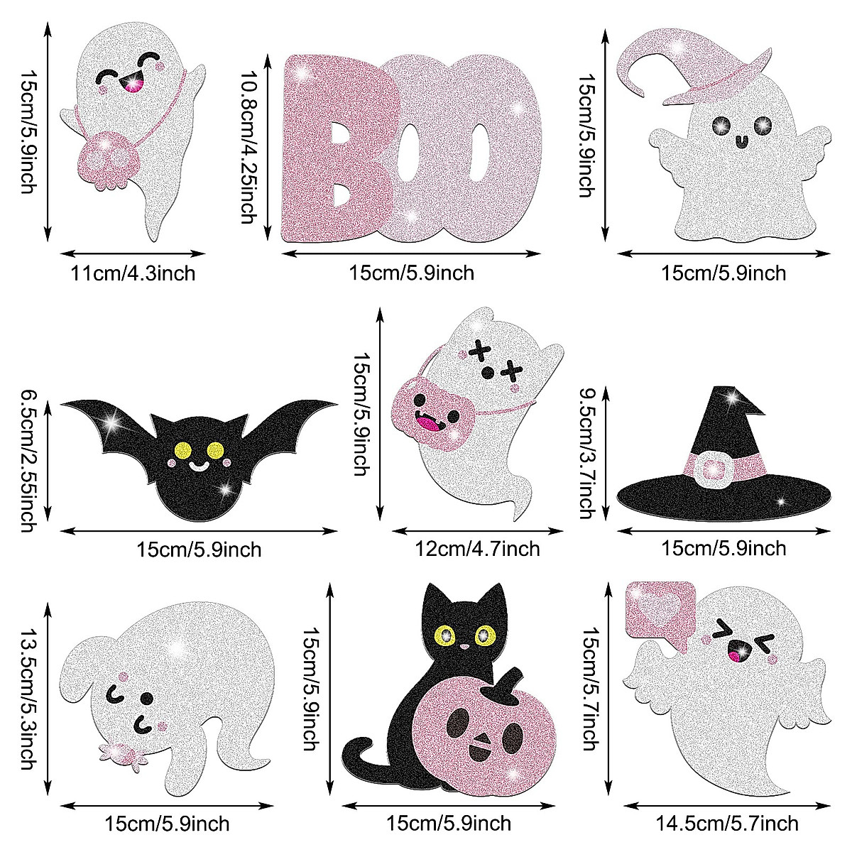 Geyee 36 Pcs Halloween Baby Shower Decorations Boo Cake Topper Ghost Tables Centerpieces Sticks Spooky Banner Decorations Halloween Centerpieces for Table Birthday Pink and Black Party Supplies