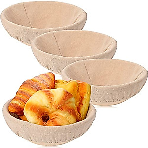 Patelai 10 Pieces Banneton Bread Proofing Basket Round Sourdough Proofing Basket Banneton Basket Dough Bowl with Liners and Scrapers for Home Making Bread Bakers Baking(8.5 Inch)