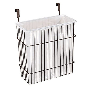 mDesign Steel Metal Wire Hanging Over Door Kitchen Storage Organizer Basket/Trash Can - Cabinet Door Holder Bins for Bags, Tin Foil, Wax Paper, Cling Wrap - Concerto Collection - Bronze