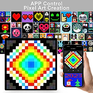 Neonawall LED Pixel Display, Pixel Art with 32 x 32 LED Panel Display APP Control Custom Text Pattern Animation for Gaming Room Decor, Digital Clock, Christmas Gifts