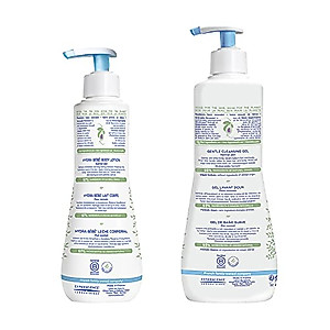 Mustela Baby Bath Time Gift Set - Baby Skin Care Essentials with Natural Avocado - Contains Hydra Bebe Body Lotion 10.14 fl. oz. & Gentle Cleansing Gel 16.9 fl. oz. - 2 Items Set