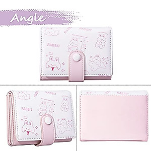 Sunwel Fashion Girls Cute Bear Print Tri-folded Wallet Small Wallet Cash Pocket Card Holder ID Window Purse for Women (PINK)