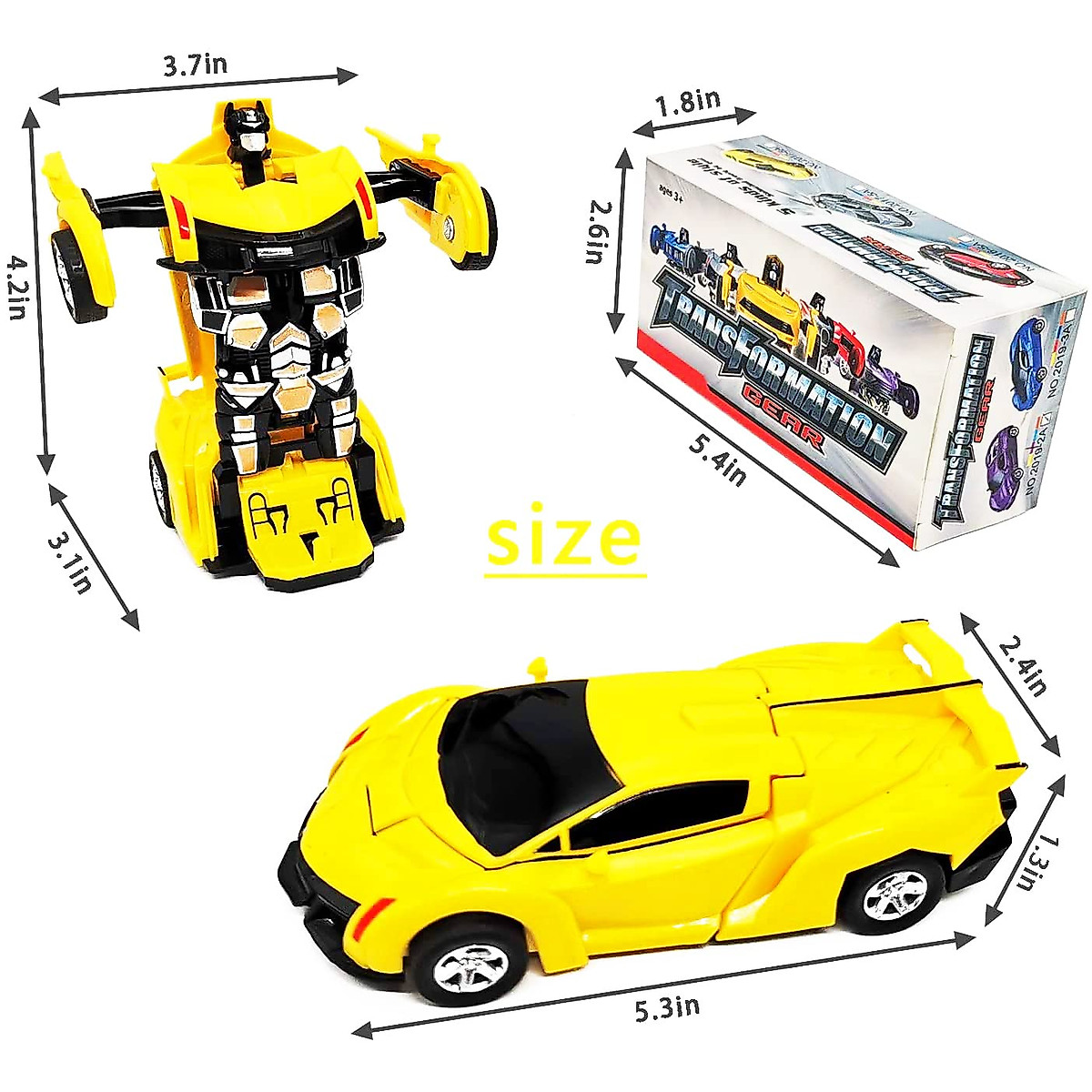 FQDVM Transforming Toy Cars - Robot Car Toy 2 in 1 Deformation Car- Inertia Toy Car Gift for Boys Girls Age 3+(Yellow)