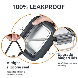 BEFOY 4PCS Stainless Steel Food Storage Container with Lids Leak Proof & Airtight for Kitchen Meal Prep freezer Rectangular,Reusable & Stackable Freezer Fridge Oven Dishwasher Safe (650 * 4)