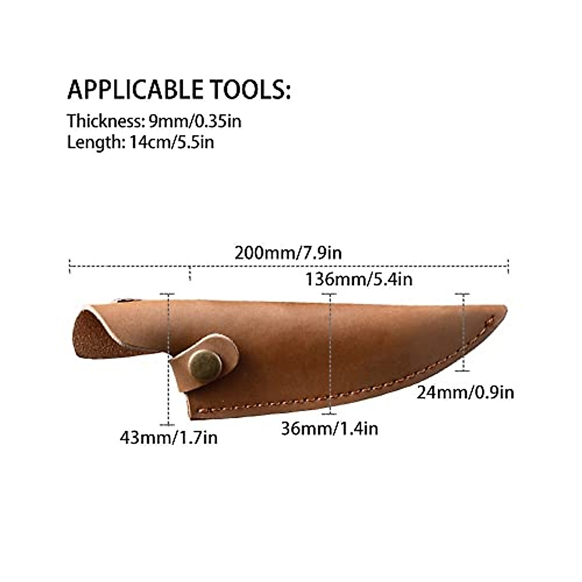 DONGKER Leather Knife Sheath, 5.5" Vertical Knife Holster w/Belt Loop for Blade Knife (No Blades)