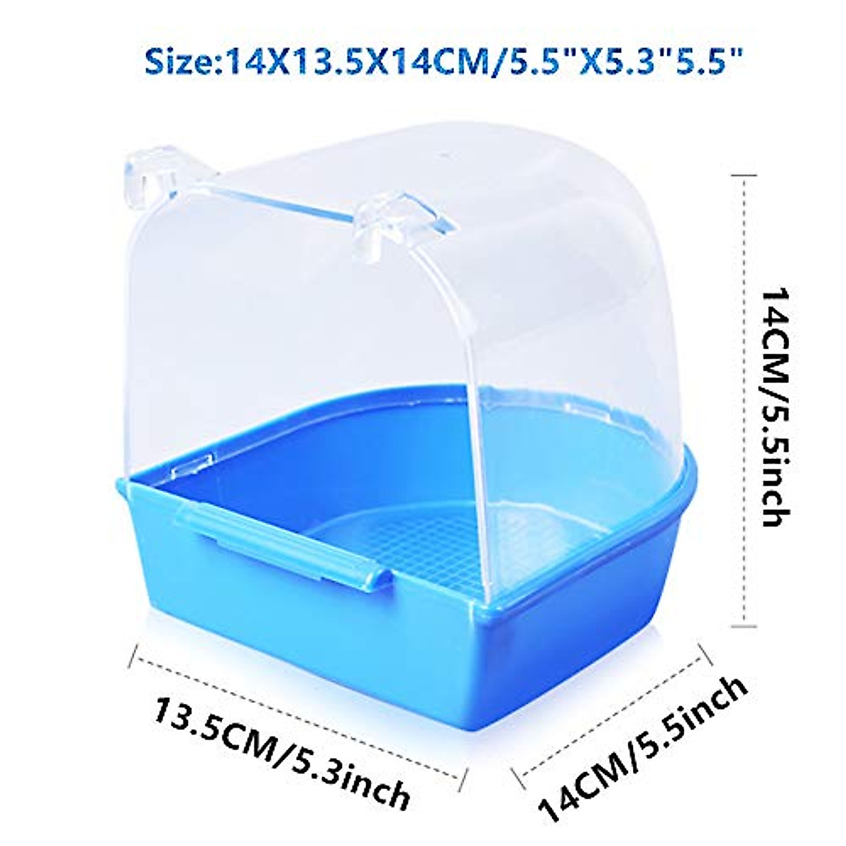 YJJKJ Caged Bird Bath Bird Cage Parrot Supplies Bathing Tub for Small Brids Canary Budgerigar Cockatiel Lovebird（Random Color）