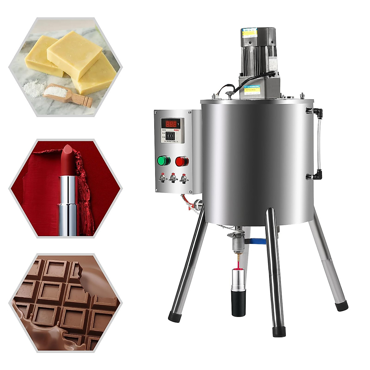 CILDON Heating Mixing Filling Machine, 30L Stirring Tank Lipstick Paste Filler, 110V Heating Lipstick Mixing Filling Machine, 0-300℃ Adjustable for Lipstick, Shoe Polish Etc(20-45 Bottle/Min)