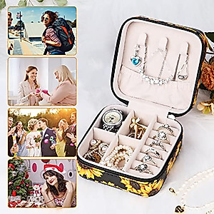 Travel Jewelery Case,Travel Essentials for Women Small Jewelry Box,Mini Travel Jewelry Organizer,Birthday Gifts for Women Bridesmaid Gifts Graduation Gifts for Girls Girlfriend Mom Wife Sunflower