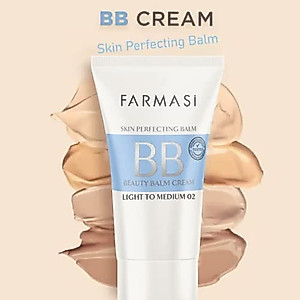 FARMASI Make Up BB Cream Beauty Balm, Full-Coverage Foundation, Concealer, Moisturizer BB Cream for All Skin Types, 1.7 fl. oz. / 50 ml (Light to Medium)