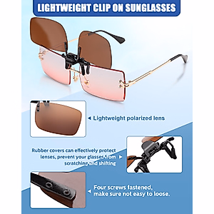 Frienda 5 Pairs Polarized Clip On Sunglasses Rimless Flip Up Anti Glare Driving Glasses (Various Color,2.24 x 1.42 Inch)