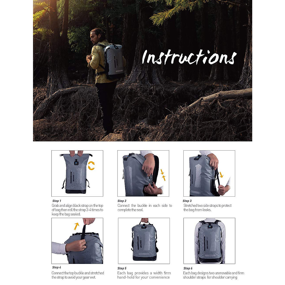 IDRYBAG Waterproof Backpack Dry Bag 20L/30L/40L, Floating Dry Backpack Waterproof for Men, Dry Sack Waterproof Bag for Backpacking Kayak