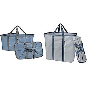 CleverMade Collapsible Fabric Laundry Baskets - Foldable Pop Up Storage Container Organizer Bags - Pack of 2, Denim & Collapsible Laundry Basket, Large Foldable Clothes Hamper Bag, 2 Pack