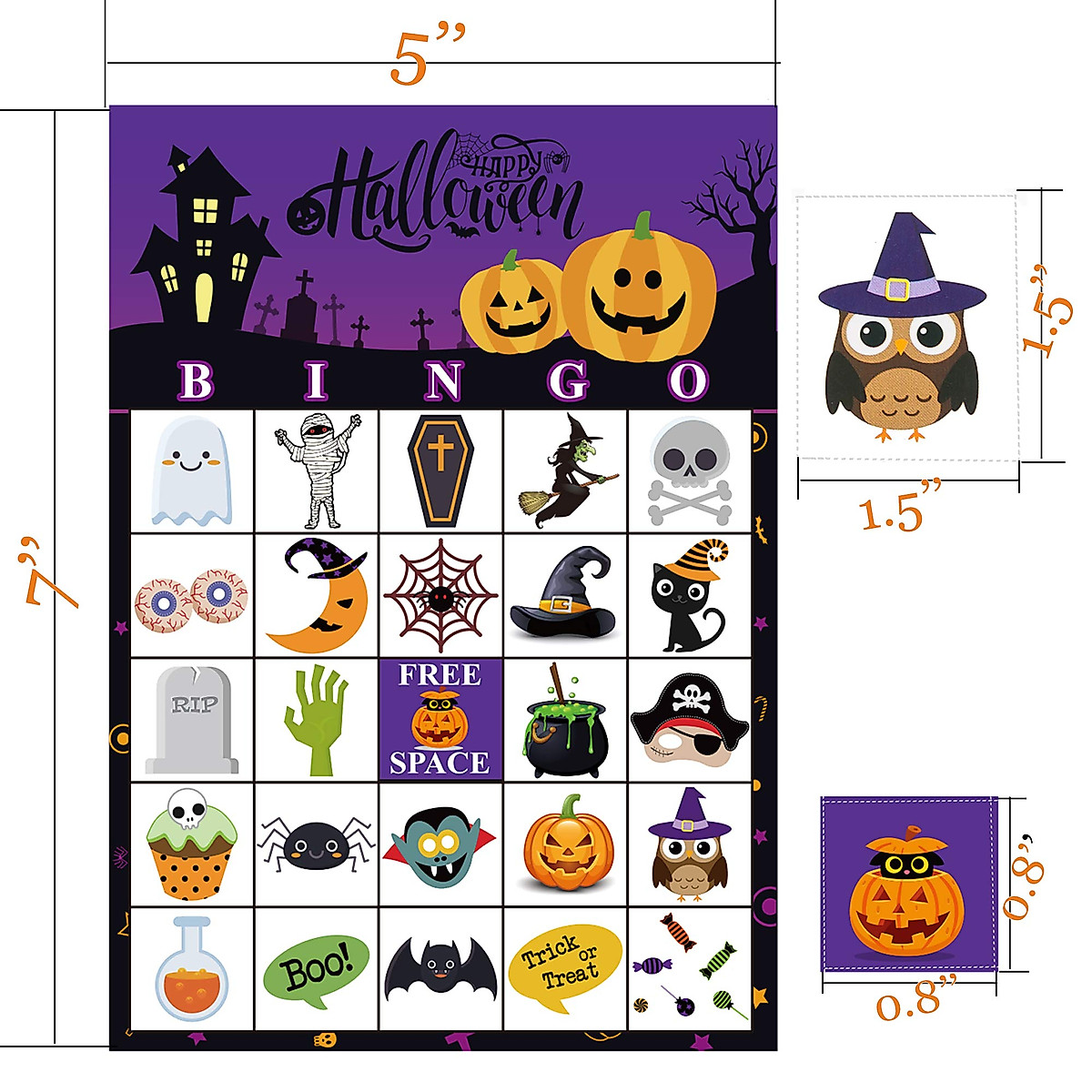 Funnlot Halloween Bingo Game Halloween Party Games for Kids 24 Players Halloween Bingo Game Cards for School Classroom Family Activities Halloween Party Favors