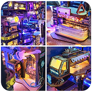 Kisoy Dollhouse Miniature with Furniture Kit, Handmade DIY House Model for Women and Men's Gift (Smile Eatery)