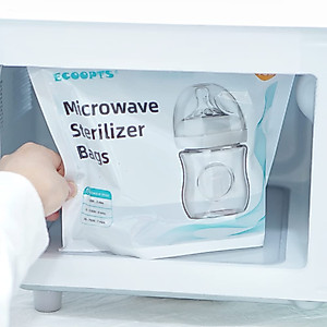 ECOOPTS 12 Count Microwave Steam Sterilizer Bags Reusable Micro-Steam Bags for Baby Bottles and Breast Pump Sterilizer Parts Microwave Steam Bags
