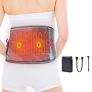 Vofuoti Cordless Heating Pad with Massager, 3 Vibration Modes and 3 Heating Settings, Portable Heating Pad with Battery, Machine Washable, Heating Pad for Back Pain Relief, Gift for Women Men