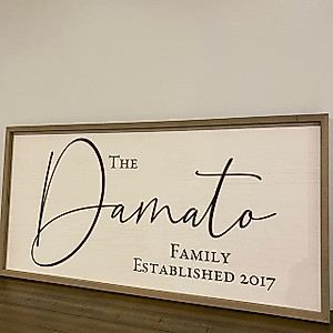 Personalized Framed Wooden Family Name Sign | Custom Family Established Wood Sign | Family Sign Wood Wall Decor… (9" x 18")