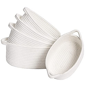Goodpick Small White Woven Baskets set, Baby Gift baskets 5 different sizes for Diapers, Towels, Snacks, Rope Toy Storage Basket for Bedroom, Living room, Nursery