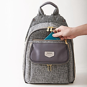 SUNVENO Mini Diaper Bag Backpack, Multifunctional Baby Bag with Insulated Pockets Waterproof Travel Bag, Grab-Top Handle (Hemp Grey)