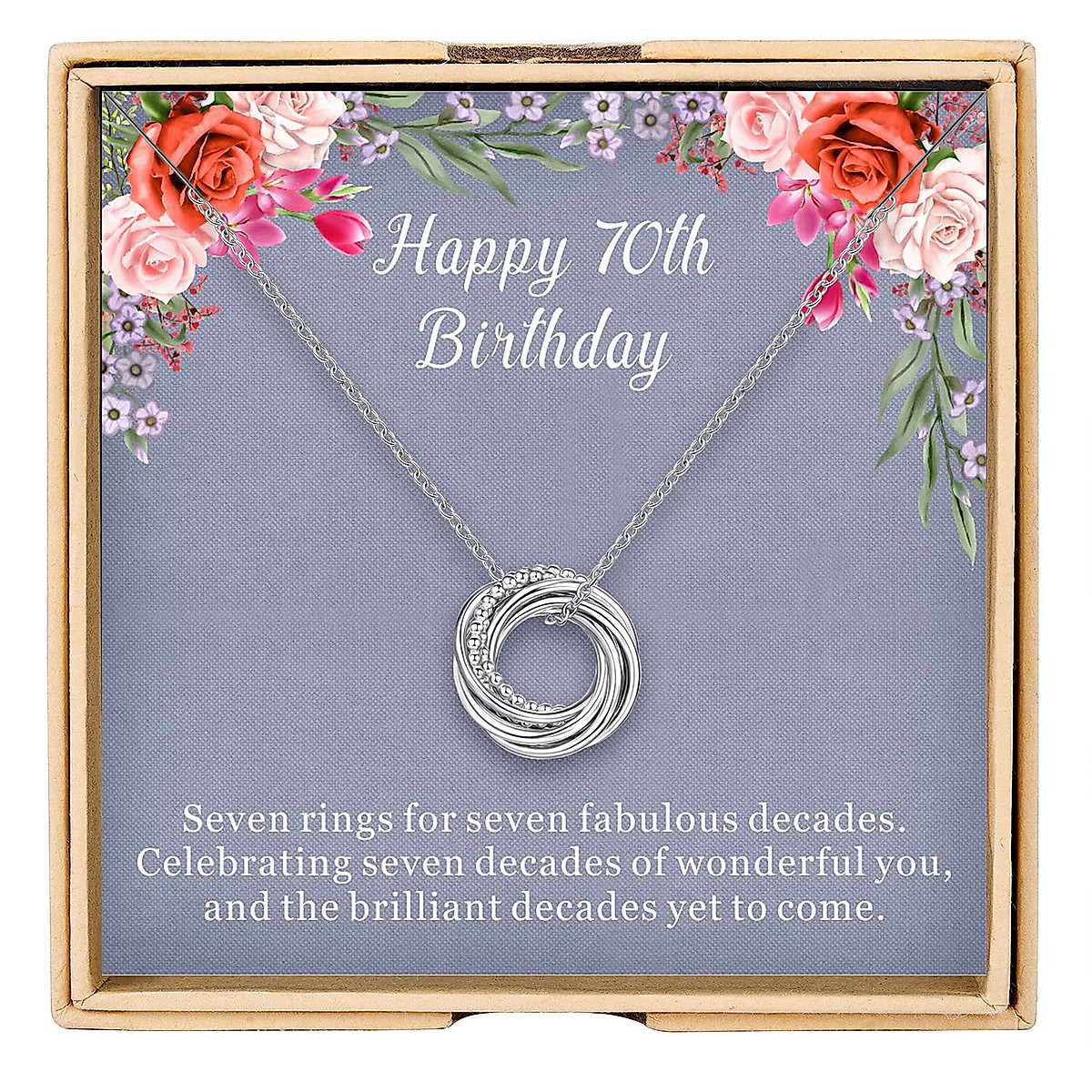 BalaBelle Birthday Gifts for Women, 30th 40th 50th 60th 70th 80th 90th Birthday Gifts for Women Friends, Happy Birthday Necklace 925 Sterling Silver Circle Necklace, Birthday Jewelry for Women (70th)