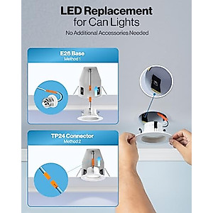 Sunco 4 Pack Retrofit LED Recessed Lighting 4 Inch, 3000K Warm White, Dimmable Can Lights, Baffle Trim, 11W=60W, 660LM, Damp Rated - ETL
