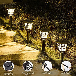 8 Pack Solar Pathway Light Outdoor, 10 Lumen LED Solar Outdoor Lights,IP44 Waterproof Pathway Lights for Garden Patio and Walkway Decoration