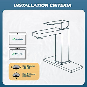 FORIOUS Matte Black Bathroom Faucets, One Hole Bathroom Faucet with with Pop-up Drain, Single Handle Bathroom Sink Faucet Stainless Steel, Vanity Bathroom Faucet Suitable for 1 Hole or 3 Hole