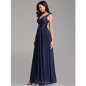 Ever-Pretty Womens Shimmery Ruched Long Evening Cocktail Bridesmaid Dresses for Women US 8 Navy Blue