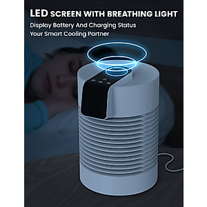 Mini Portable Air Conditioner, 9" Personal Air Cooler & Humidifier, 360° Rotation & 3 Speeds, USB Rechargeable Portable Air Cooler , 4000mAh Battery Operated, Evaporative Air Cooler for Room/Travel