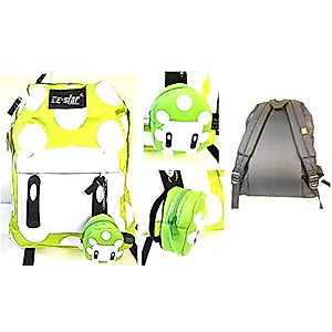 Green Mushroom Full Size School Backpack with Bonus Coin Pouch