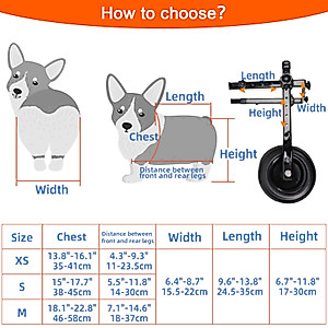 Dog Wheelchair for Back Legs, Adjustable Dog Wheelchairs with 2 Wheels, Dog Wheelchair Cart for Hip Support, Mobility Aids for Small Pets Hind Limbs (Middle)