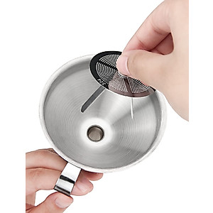 Resin Funnel, Resin Filter Funnel with Strainer 3D Printer Stainless Steel Resin Funnel for Filtering and Recycling UV SLA/DLP/LCD Photosensitive Resin, with Cleaning Brush