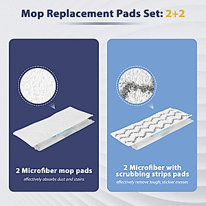 Steam Mop Replacement Pads for Shark Vacmop - 4 Pack Reusable Mop Pads - Compatible with Shark Vacmop VM252, VM250, VM200, VM190 Models - Washable Vacuum Mop Pad Refills - Suitable for All Hard Floors