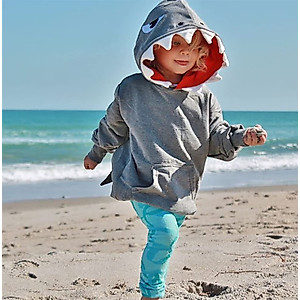 Urkutoba Unisex Baby Autumn Winter Shark Hooded Sweatshirt Infant Boys Girls Hoodies with Kangaroo Muff Pockets& Shark Fin (Gray, 2-3 Years)