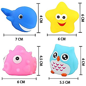 Bath Toys, 8 Pcs Light Up Floating Rubber Animal Toys Set, Flashing Color Changing Light in Water, Baby Infants Kids Toddler Child Preschool Bathtub Bathroom Shower Games Swimming Pool Party
