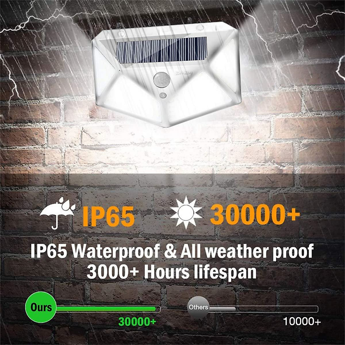 100LED Solar Power Wall Light PIR Motion Sensor Outdoor Street Lamps IP65 Waterproof Garen Lamp Solar Light Outdoors Lamps(4 Pack)