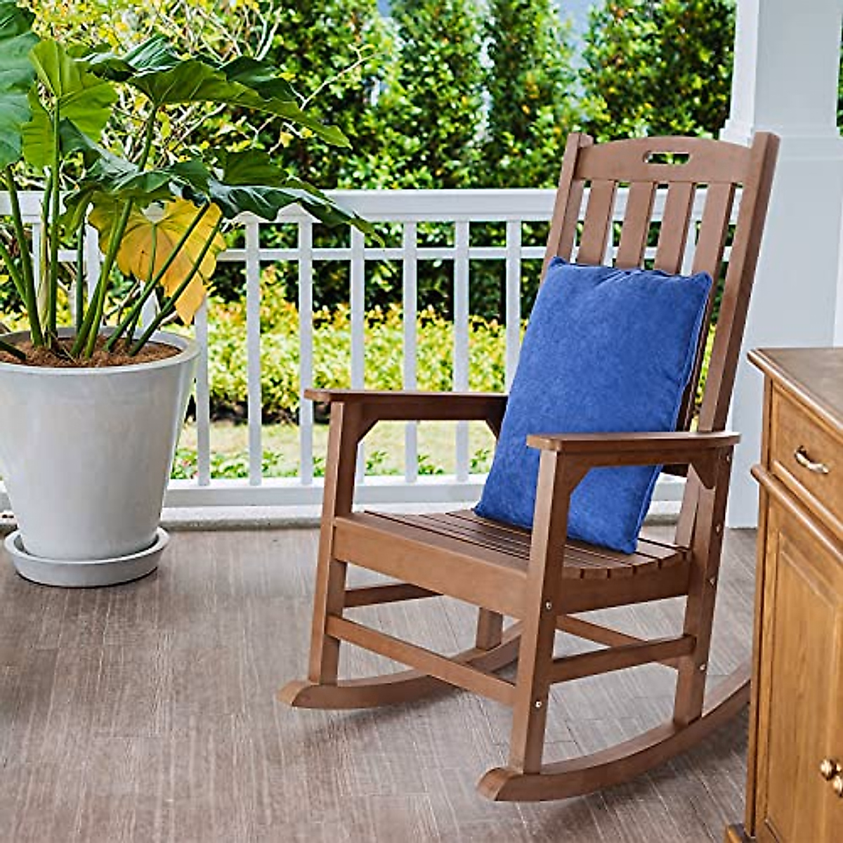 Vaneventi Outdoor Rocking Chair with 350lbs Support, All-Weather Oversized Outdoor Chair, Fade-Resistant Porch Rocker Chair, 34L 27W 46.8H (Brown)