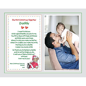 Poetry Gifts New Father, Merry Christmas to Daddy From Baby, 8x10 Inch Print Personalized with Name and Photo