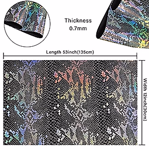HYANG Snake Embossed Black PU Faux Leather Sheets 1 Rolls 12"X53"(30cmX135cm), Faux Leather Very Suitable for Leather Earrings, Bows, Handbag ，Sewing ，Crafts Making