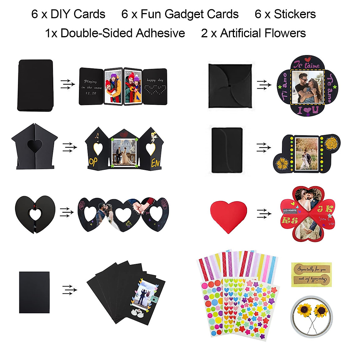 Vienrose Explosion Gift Box Set Surprise Gift Photo Box Creative DIY Scrapbooking Picture Album Accessories Couple Gifts for Birthday Proposals Valentine's Day