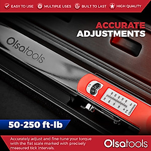 Olsa Tools Digital Torque Wrench, 1/2-Inch Drive (12.5-250 ft-lb Torque Range) | ±1% CW and ±2% CCW Torque Accuracy | Premium Ratcheting Adjustable Torque Wrench | Professional Grade