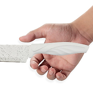 BRILENS Knife Set of 6, Ultra Sharp Stainless Steel Blades, Kitchen Knife Set with Nonstick Granite Coating and Easy-Grip Handle, Dishwasher-safe, White