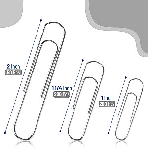 Mr. Pen- Paper Clips, 450 Pack, Silver, Paper Clips Assorted Sizes, Paperclips, Paper Clip, Large Paper Clips, Clips for Paperwork, Small Paper Clips, Big Paper Clips, Paper Clip Assortment, Clip