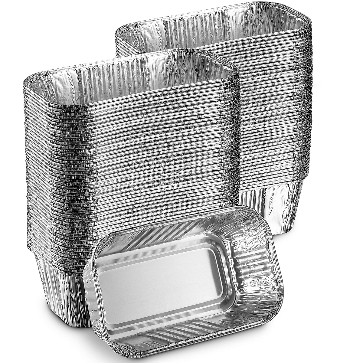 MontoPack Aluminum Mini Disposable Loaf Pans | Deep Half Size 6 x 3.5” Extra Thick Foil Bread Containers for Baking, Food Storage & Takeout | Eco-Friendly & Recyclable | Bulk 100-Pack of 1 Pound Trays