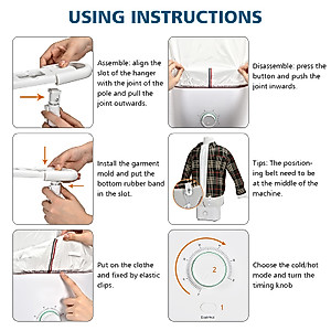Renatone 1050W Portable Clothes Dryer, Multifunctional Clothes Drying & Ironing Machine w/Timer, Hot/Cold Wind, Automatic Garment Dryer & Iron Rack